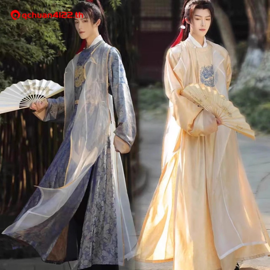 Hanfu Mens Ming Made Round Neck Robe ขายร้อนคู่ผู้ชายผู้หญิงสไตล์ ...