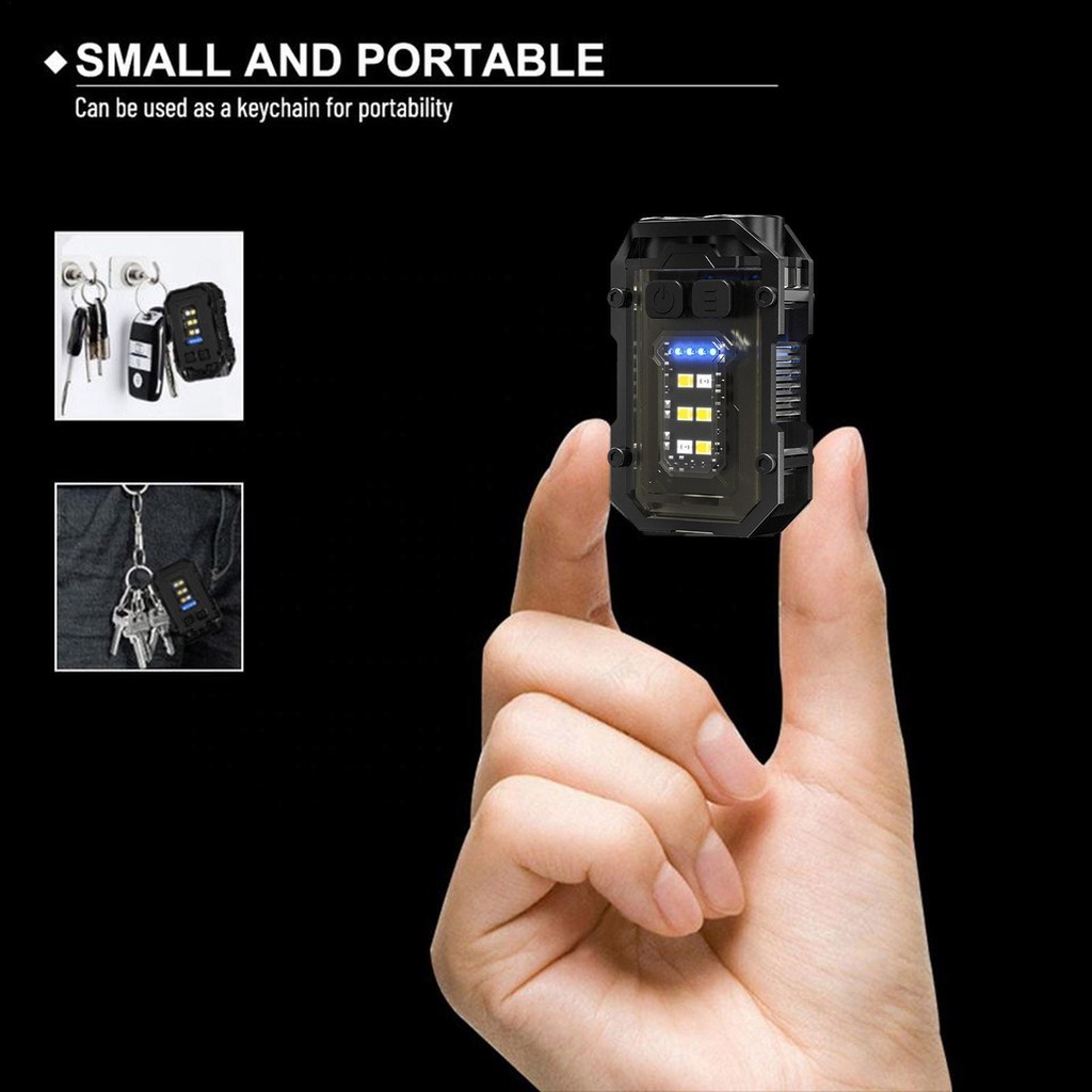 Mini Flashlight Keychain 8 Modes Small Flashlights LED LED Keychain ...