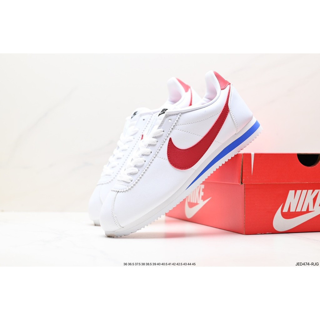 รองเท้าวิ่ง Nike Cortez Classic สำหรับผู้ชาย สีขาวและแดง | Shopee Thailand
