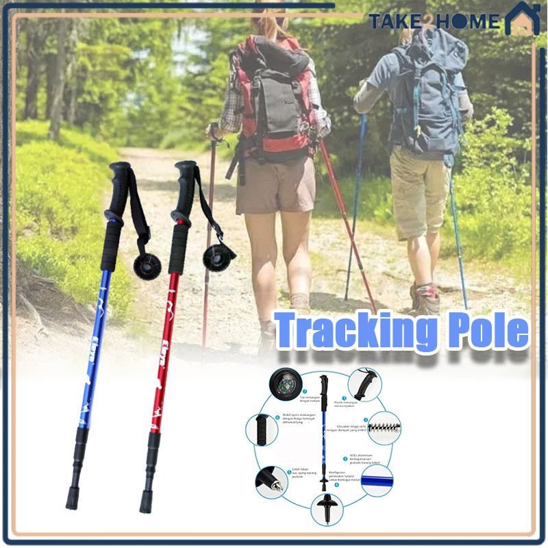 Trekking Pole Hiking Sticks/Tracking Pole แท่งภูเขาแบบปรับได้/เสาติดตาม ...