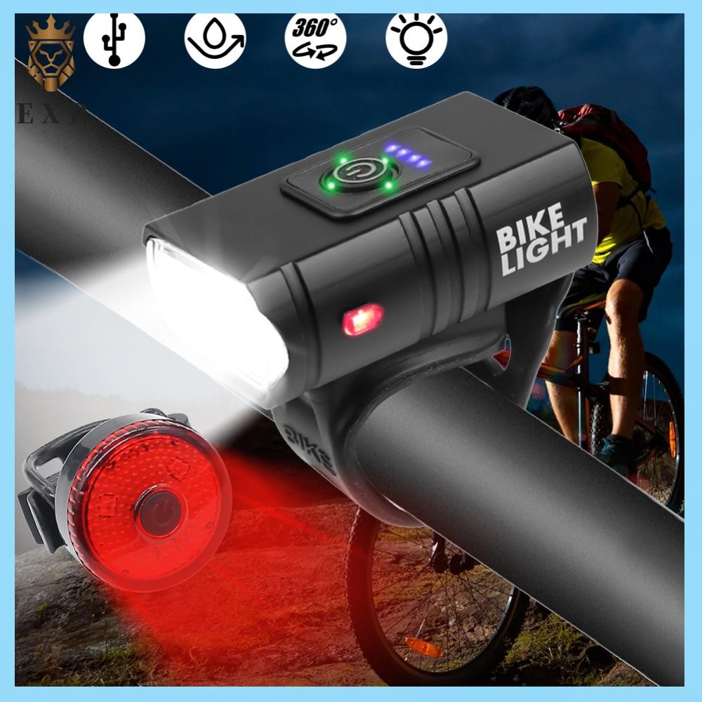 [explosion1.th] ไฟฉายติดแฮนด์จักรยาน LED พร้อมไฟกลางคืนด้านหลังจักรยาน ไฟหน้าจักรยานกลางแจ้ง USB ...