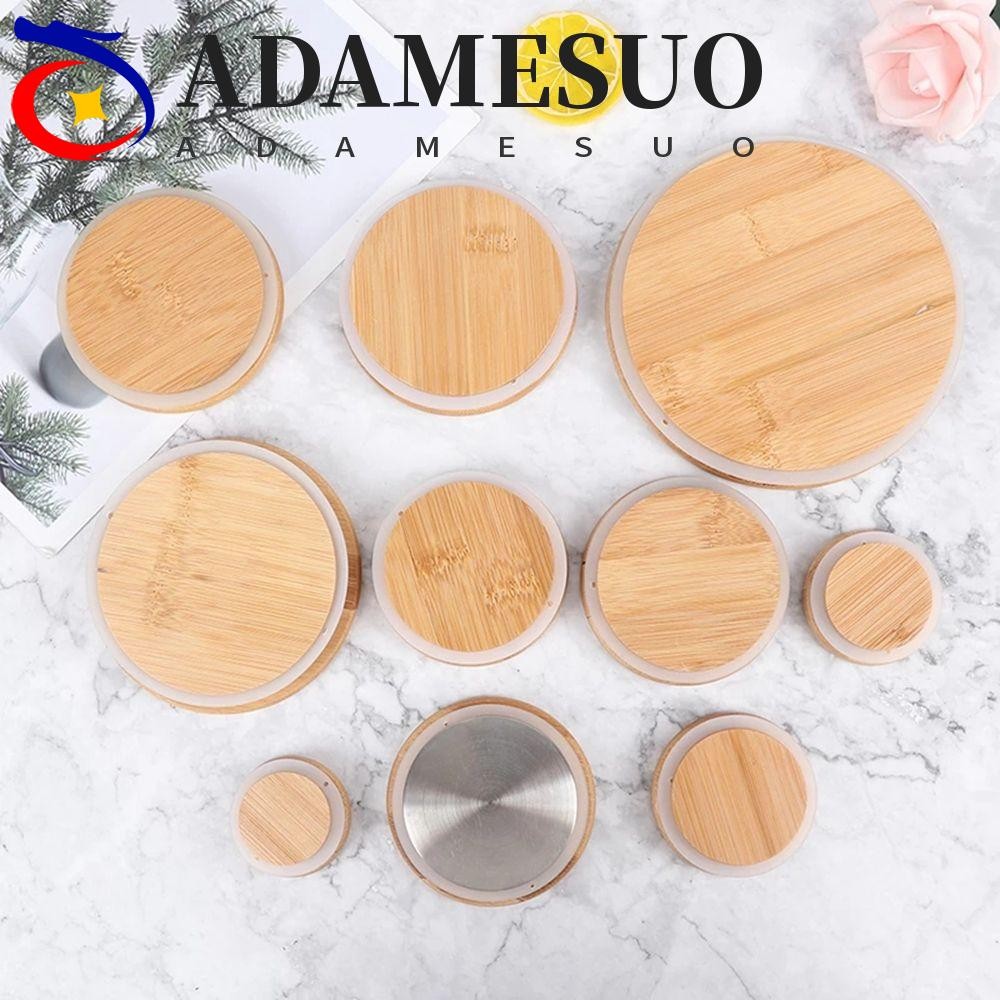 ADAMESUO ถ้วยฝาซิลิโคนแหวนนํามาใช้ใหม่แหวนปิดผนึกลายไม้พลาสติกใสไม้ไผ่ฝาครอบ | Shopee Thailand