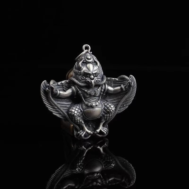 Retro สไตล์ทิเบต Seiko-Made Solid แบบพกพา Dharma Protector Golden Wings ...