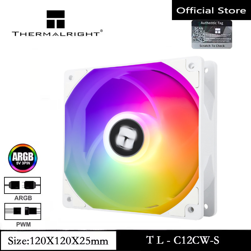 Thermalright TL-C12CW-S สีขาว ARGB พัดลมแชสซีพัดลม CPU 120 มม.พัดลม ...