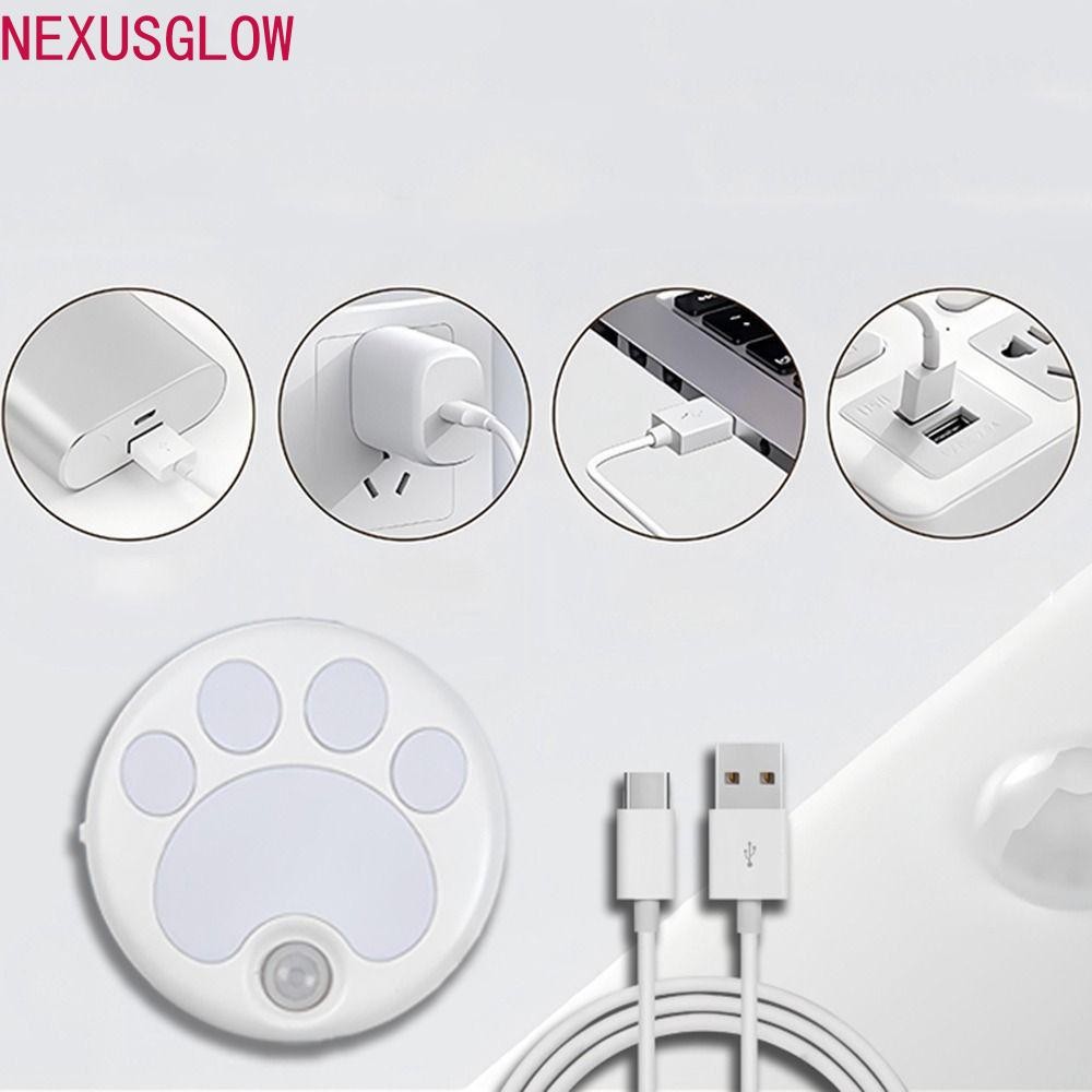 NEXUSGLOW Cat Paw Night Lamp, พร้อม Motion Sensor USB ชาร์จโคมไฟ ...