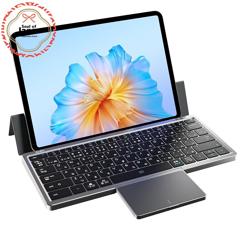 Ewin Keyboard Bluetooth with Foldable Touchpad iPad Keyboard Multi-function Cover Stand Wireless ...