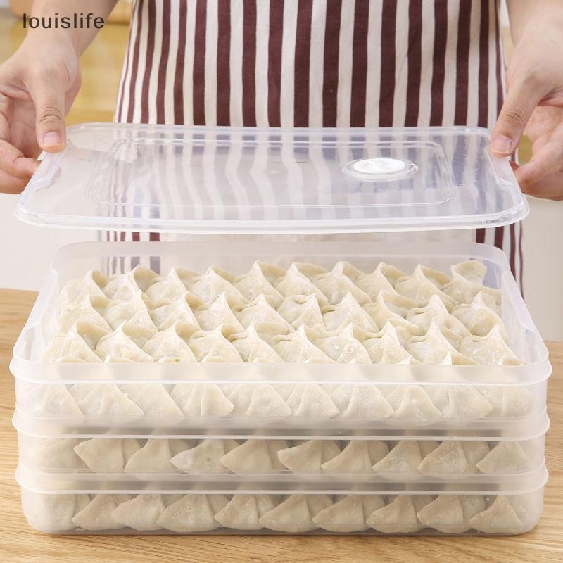 LETH Kitchen Organizer Dumpling กล่องภาชนะเก็บอาหารตู้เย็นเก็บสดกล่อง Multi-Layer โปร่งใส ...