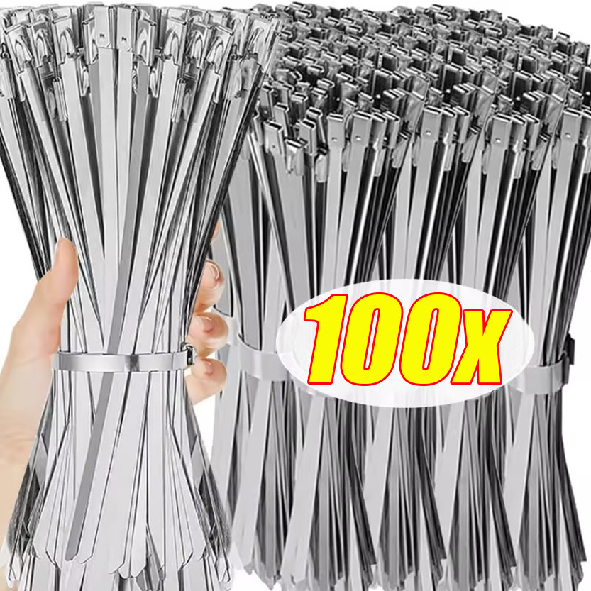 20/60/100 ชิ้น Heavy Duty Self Locking Metal Zip Strap / Stainless ...