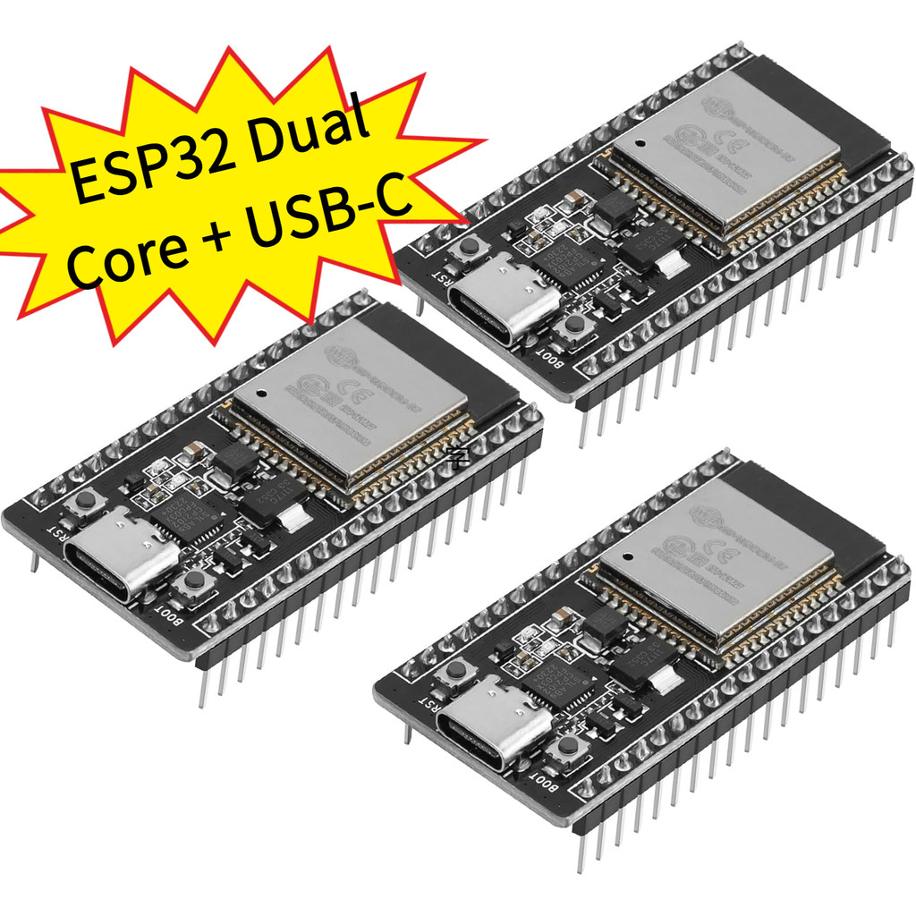 3PCS ESP32 Development Board Kit, 38 Pin ESP-32S CP2102 USB-C WiFi Bluetooth Dual Core ...