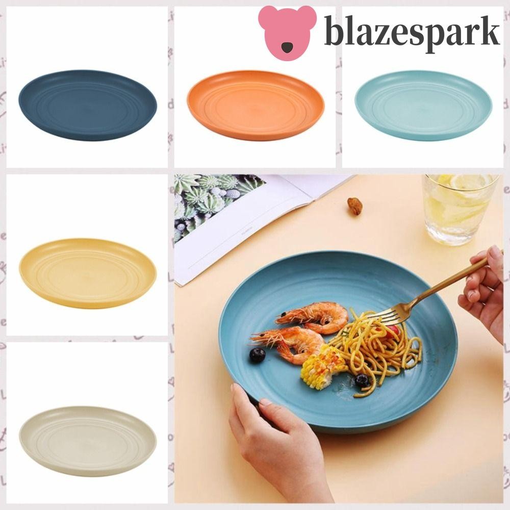 BLAZESPARK แผ่นฟางข้าวสาลี, จานอาหารค่ําทรงกลมพลาสติก, เป็นมิตรกับสิ่งแวดล้อมน้ําหนักเบา 15 ซม. ...