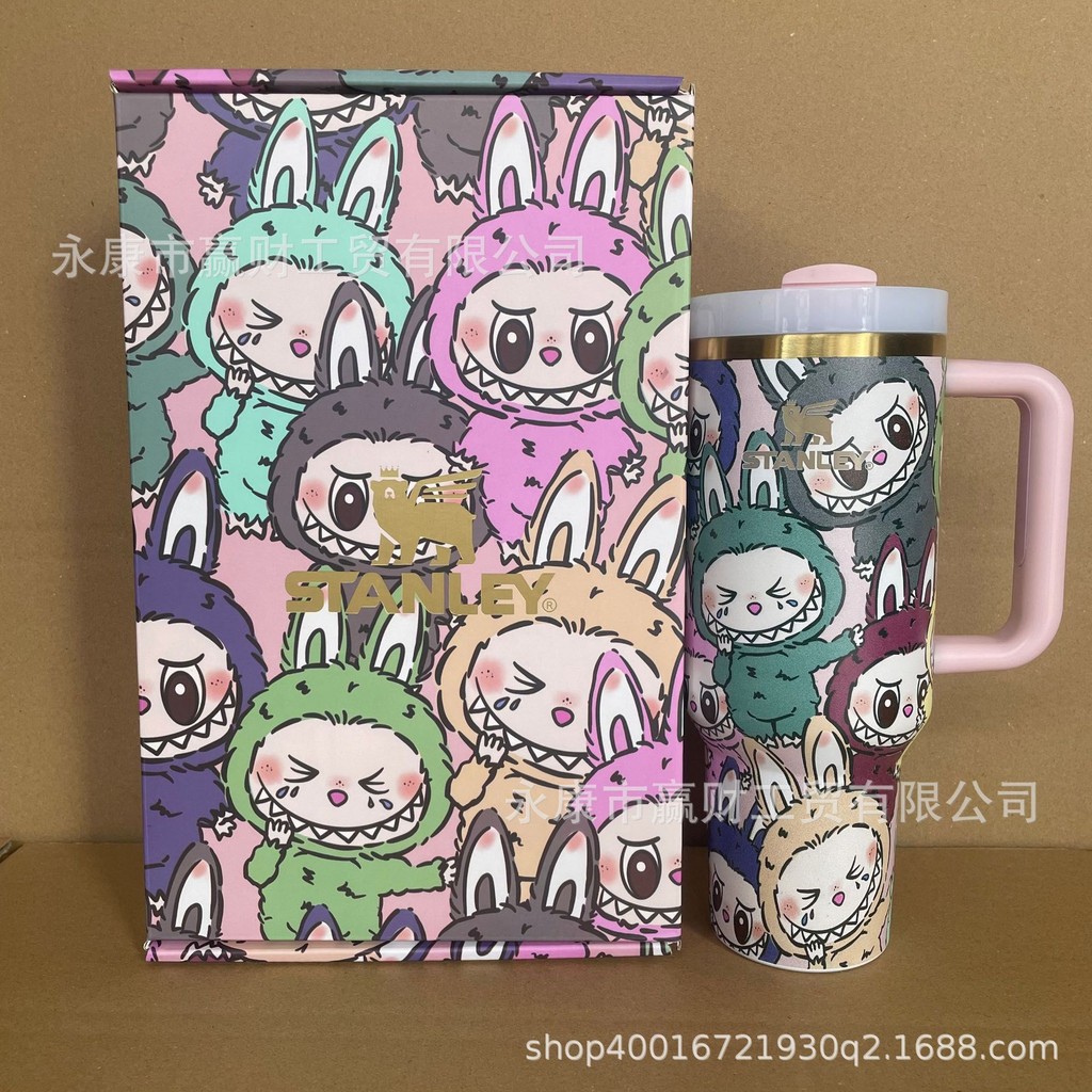 กล่องของขวัญใหม่ข้ามพรมแดน แก้วเก็บความร้อน Labubu Stanley ขวดน้ำขนาด ...