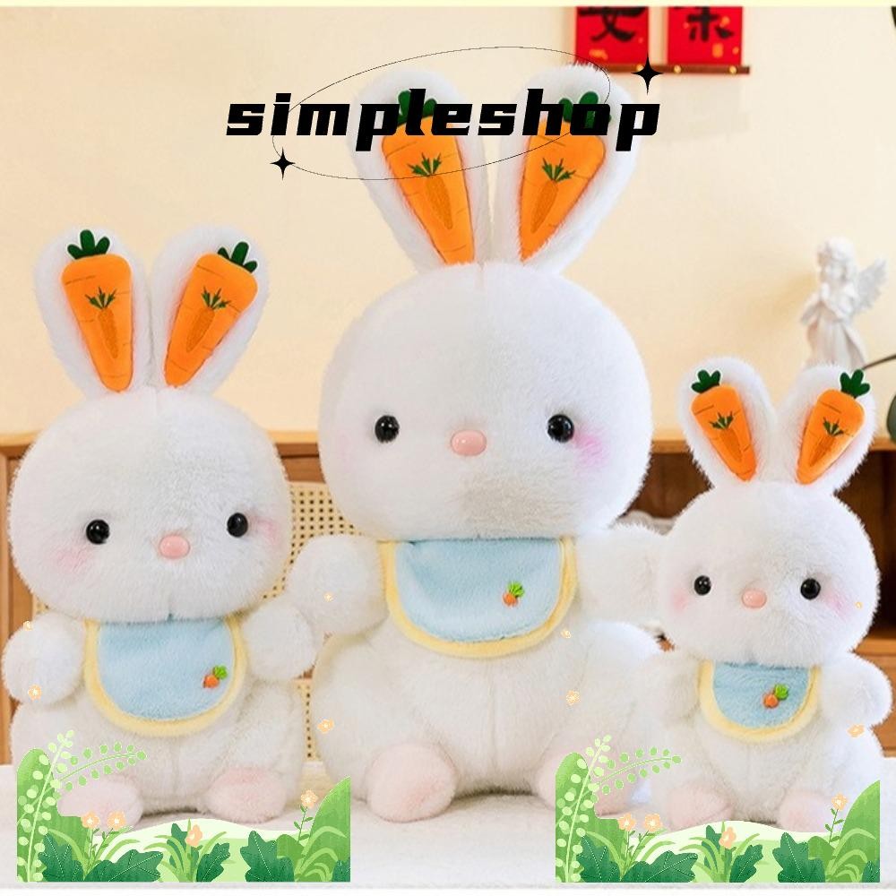 SIMPLESHOP Plushie Bunny, Carrot Bib Rabbit Plush Toy, Fluffy นั่ง 27 ...