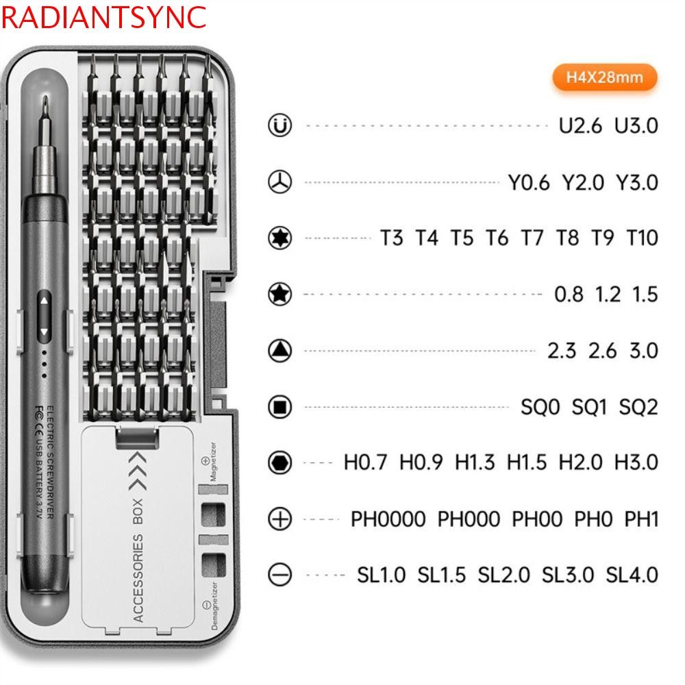 RADIANTSYNC สกรูแม่เหล็ก Bits, Precision Power Magnetic ไขควงไฟฟ้าชุด, USB ชาร์จ 46 in 1 ชุด ...