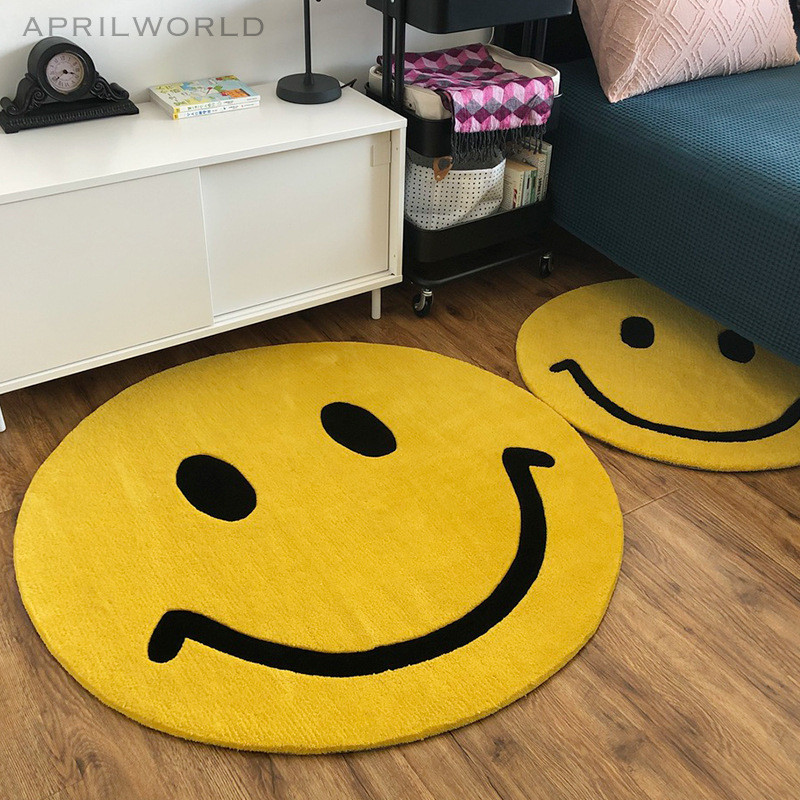 Cartoon Smiley Face Ins round Carpet Decoration Living Room Floor Mat ...