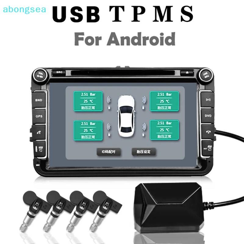 Abongsea USB Android TPMS ระบบตรวจสอบความดันยางจอแสดงผลระบบเตือนภายในภายนอก 4 เซ็นเซอร์สําหรับ ...
