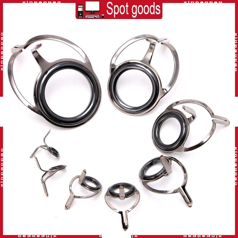 XI 8 ชิ้น 6 - 30 สแตนเลสสตีลแหวนตาตกปลา Rod Guides เคล็ดลับชุดซ่อมสาย ...