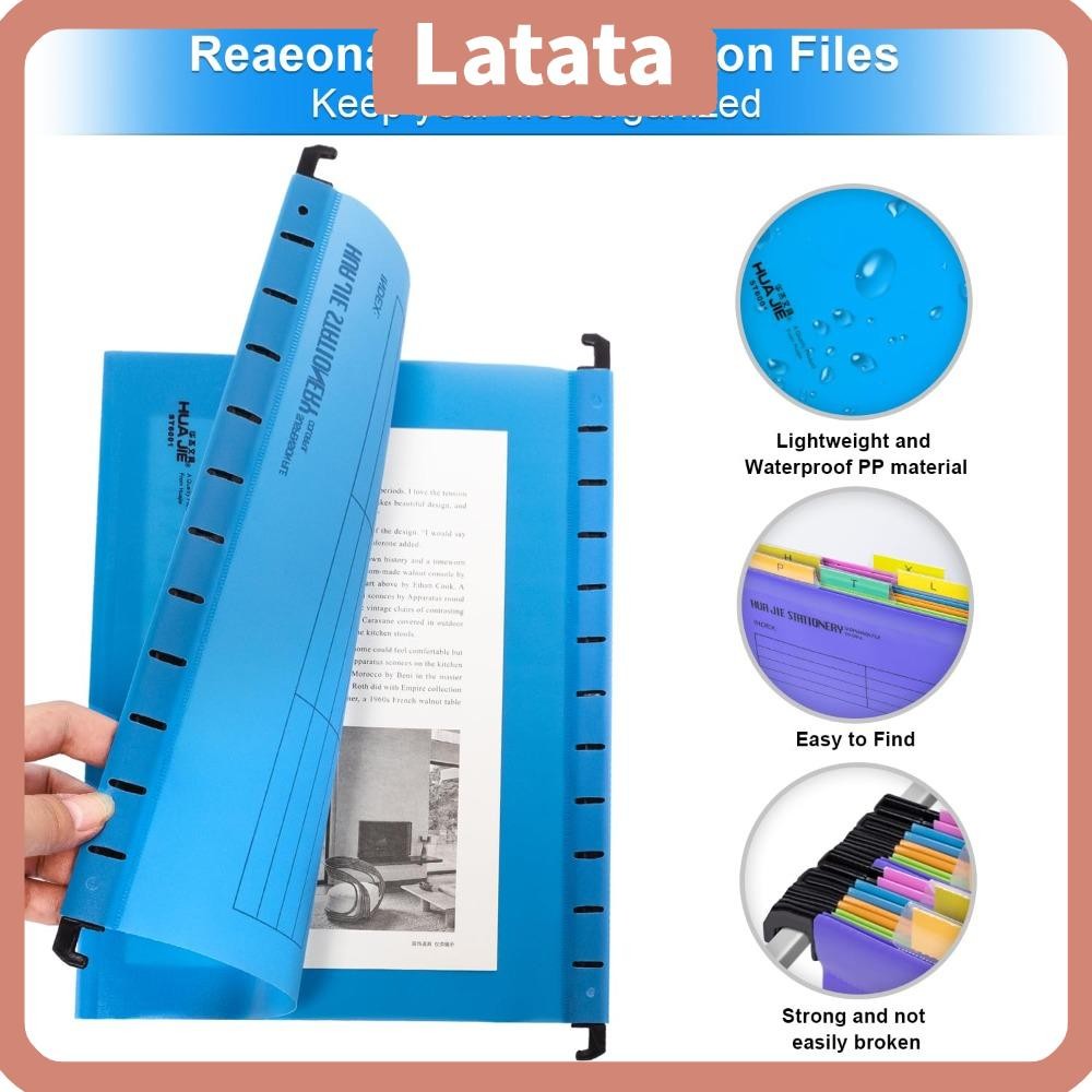 LATA A4 Quick Labor Folder, Suspended Type พร้อมตะขอ A4 Suspension Files, สีสุ่ม PVC A4 Fixing ...