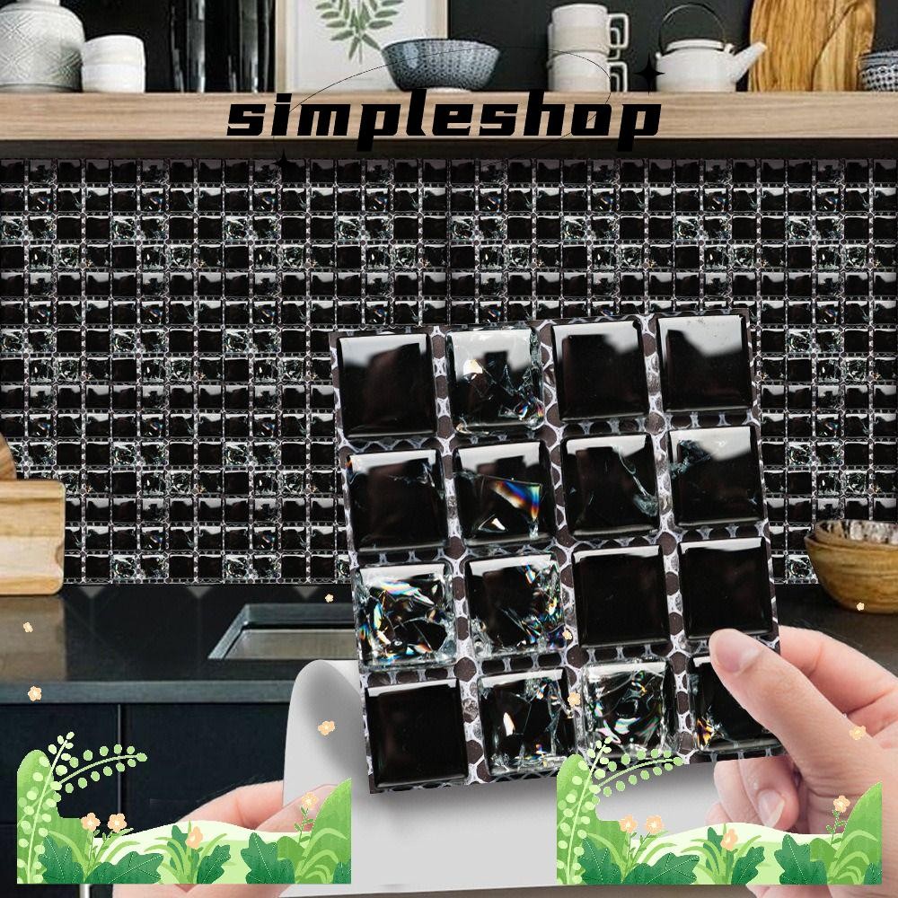 SIMPLESHOP 10 ชิ้นสติกเกอร์กระเบื้อง, DIY สติกเกอร์โมเสคที่ถอดออกได้, ตกแต่ง Self-กาว PVC Effect ...