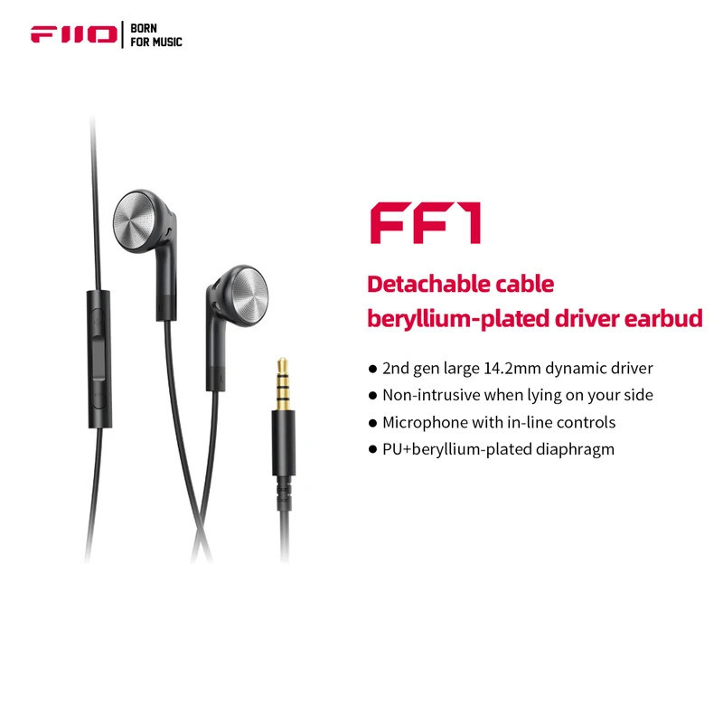 หูฟัง FiiO FF1 3.5mm HIFI แบบมีสาย หูฟังเบส 14.2mm พร้อมไมโครโฟน HD แบบไดนามิก สำหรับเล่นเกม ...