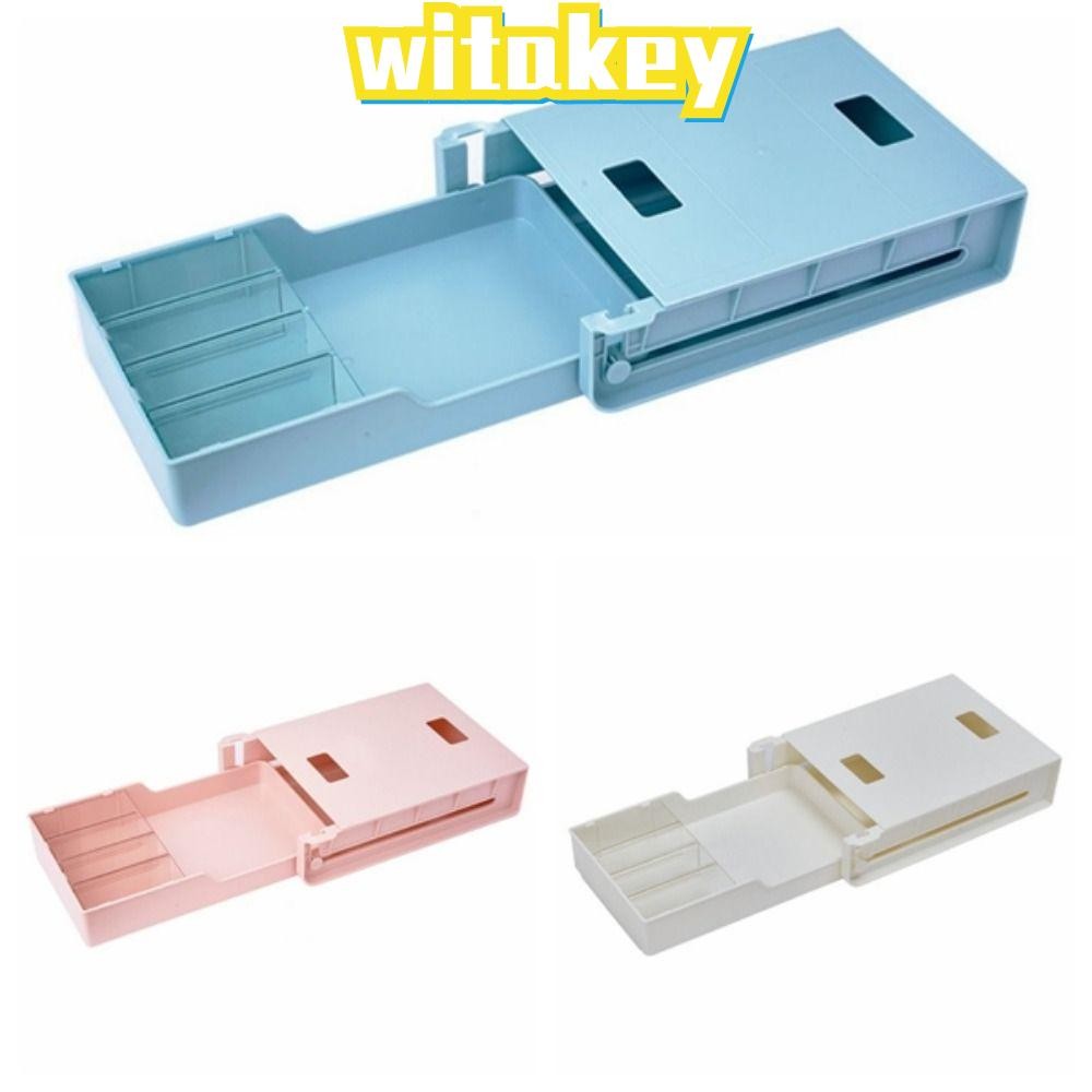 WITAKEY ใต้โต๊ะลิ้นชัก, พลาสติก Self-Adhesive สไลด์ Out โต๊ะที่ใส่ดินสอ, แขวนสะดวกซ่อนลิ้นชักปาก ...