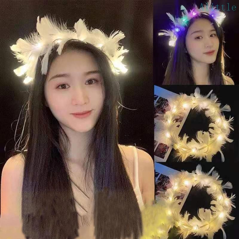 Alia Feather Tiara LED Feather Crown Light Up Angel Halo แถบคาดศีรษะ Luminous Headdress | Shopee ...
