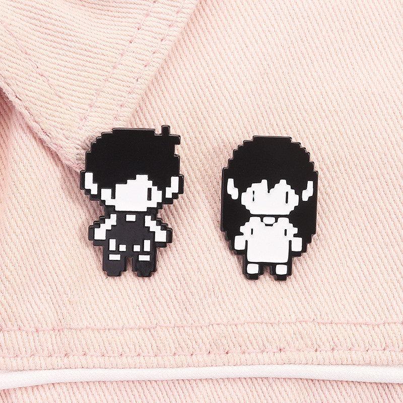 Black White Pixel Villain Game OMORI เข็มกลัดป้ายโลหะ | Shopee Thailand