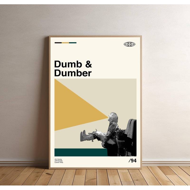 โปสเตอร์ภาพยนตร์ Dumb และ Dumbber โปสเตอร์พิมพ์ผ้าใบ Midcentury Art ...