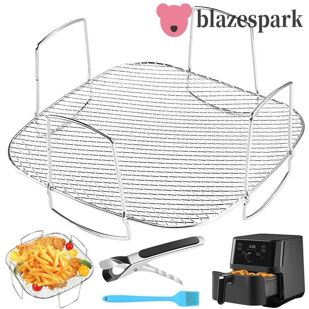 BLAZESPARK Air Fryer Baking Rack, สแตนเลสตาข่ายสนิมเตาอบย่าง Self, ทนทาน Stackable Dehydrator ...