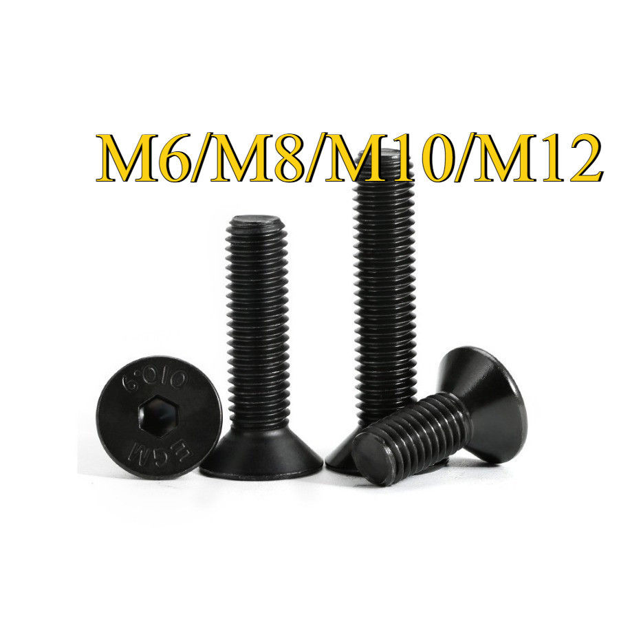 น็อตดำ หัวจมเตเปอร์ เกรด 10.9 แข็งพิเศษ สกรูชุบแข็งดำ เกลียวมิล ตลอด หยาบ / Hex Socket Head Cap ...