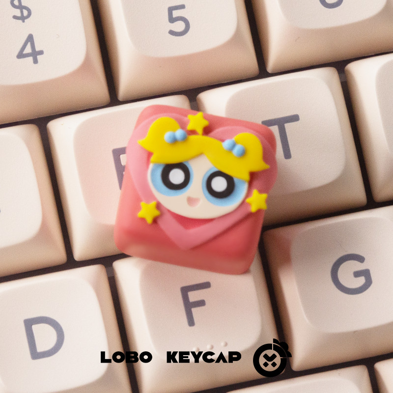 The Powerpuff Girls Keycap น่ารัก MX สวิทช์ 3D Mechanical Handmade เร ...