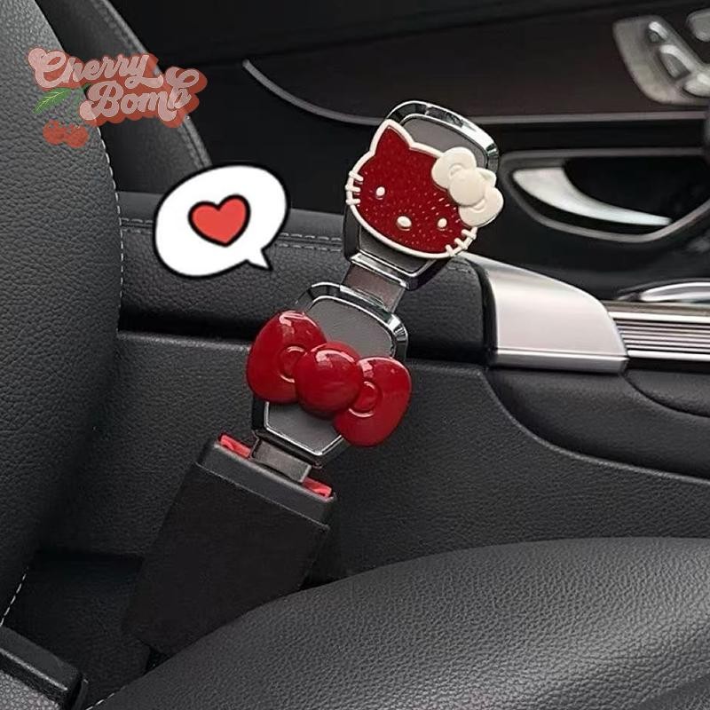 (Cherry Bomb) Kawaii Hello Kitty Car Safety Buckle Anime Sanrio KT Cat ...