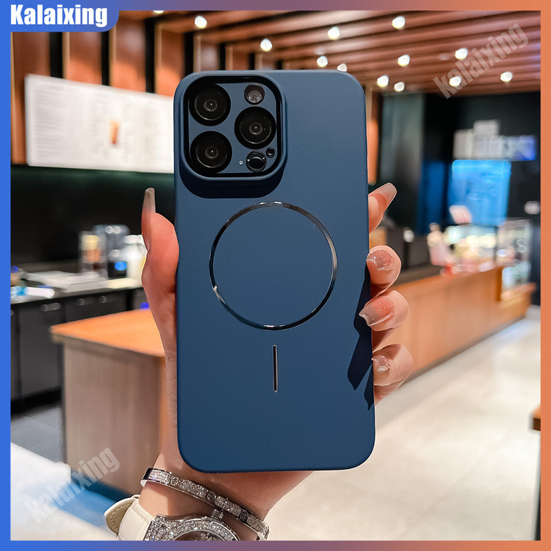 มีโลโก้Metal Coil Magnetic Hard Case Ultra-thin Simple เคสโทรศัพท์ ...