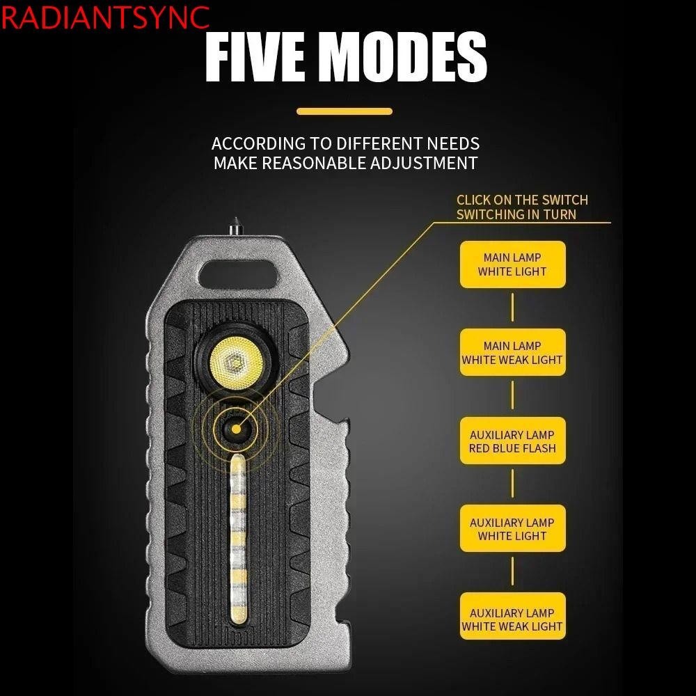 RADIANTSYNC พวงกุญแจไฟฉาย, ที่เปิดขวด 5 โหมดปรับไฟฉาย LED ขนาดเล็ก, ทนทาน COB LED Super Bright ...