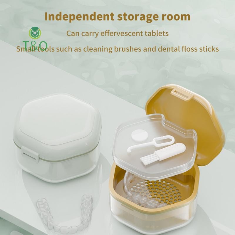 T&O 1 ชิ้นจัดฟัน Retainer Braces Storage Soaking กล่องที่มองไม่เห็นทํา ...