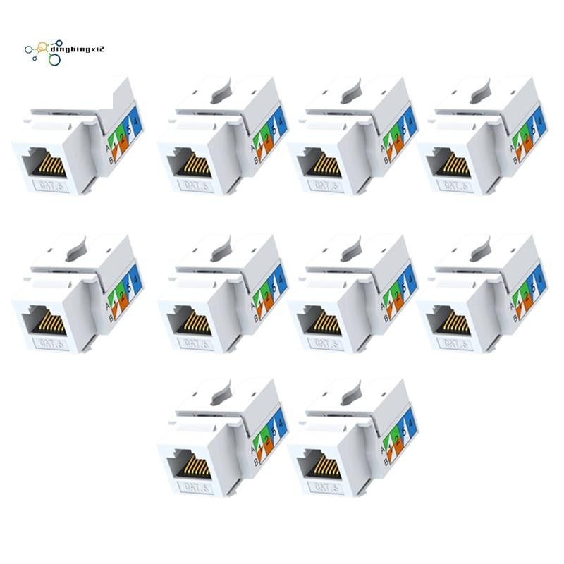 10PCS Cat6 แจ็ค, Ethernet Punch Down Connector, อะแดปเตอร์ผนัง 90 องศา ...