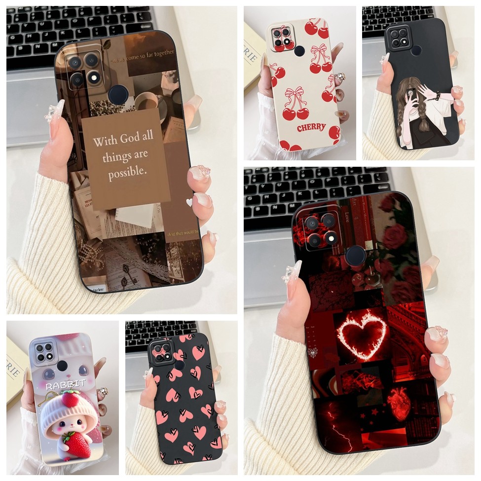 Oppo A15 CPH2185 A15s CPH2179 กรณี Oppo A15 ฝาครอบแฟชั่นหรูหราดอกไม้ ...