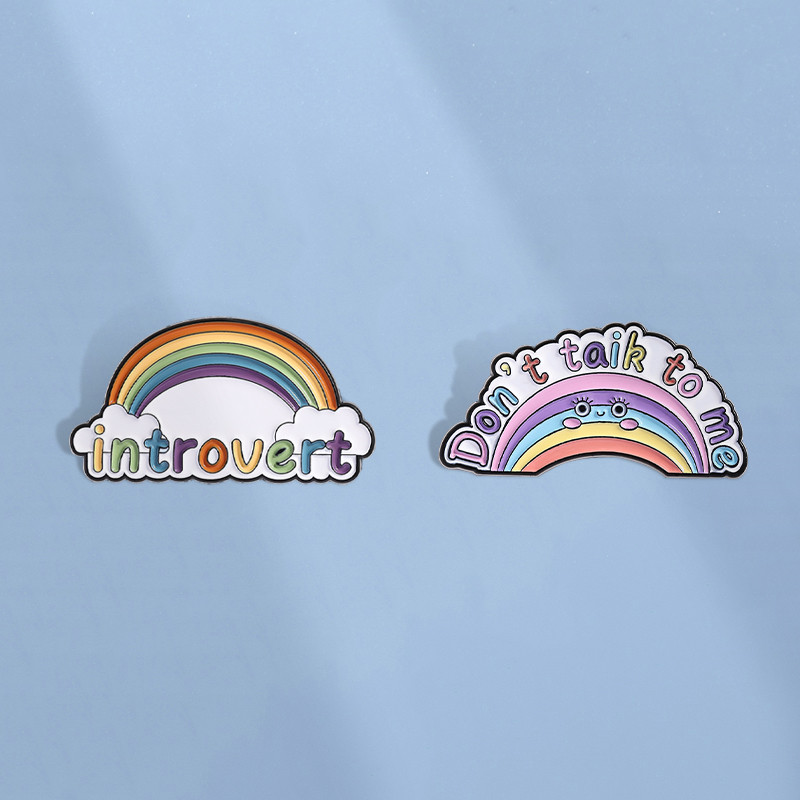 Creative Rainbow_introvert เคลือบ_pin_การ์ตูนสีข้อความ_rainbows_เข็ม ...
