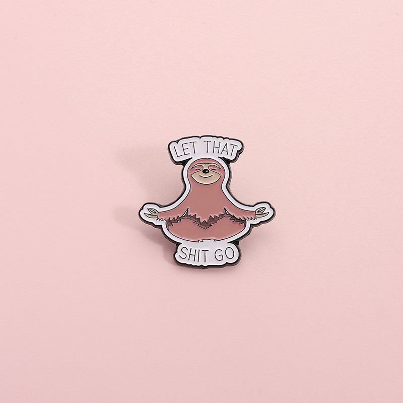 น่ารัก Sloth Let That Go เข็มกลัด_pins_สัตว์ตลกป้ายโลหะสำหรับกระเป๋าเป้ ...