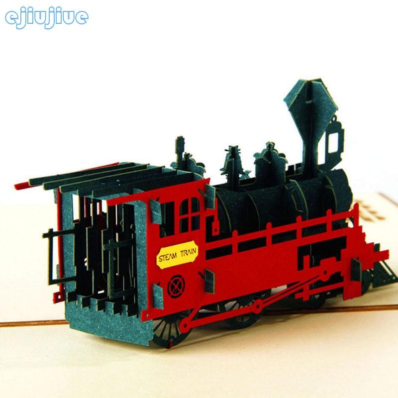 Cc สําหรับ Pop Up Retro Train การ์ดอวยพรผู้ชายผู้หญิงภรรยา Husban เด็ก ...
