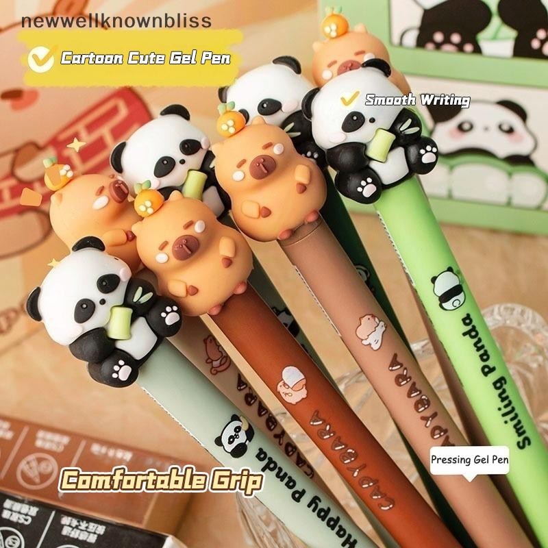 Newwellknownbliss 4 ชิ้น Kawaii การ์ตูน Capybara Panda ปากกาเจล Creative Quick-Drying น่ารักกด ...