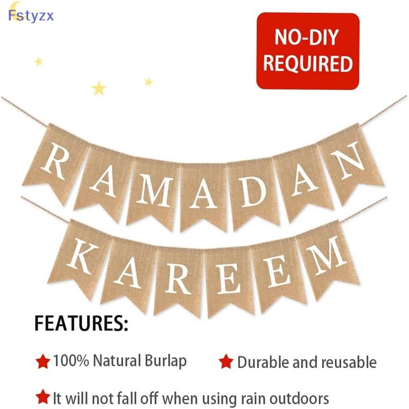 Fstyzx Ramadan Party อุปกรณ์ตกแต่ง Moon และ Star Patterned Dovetail ...