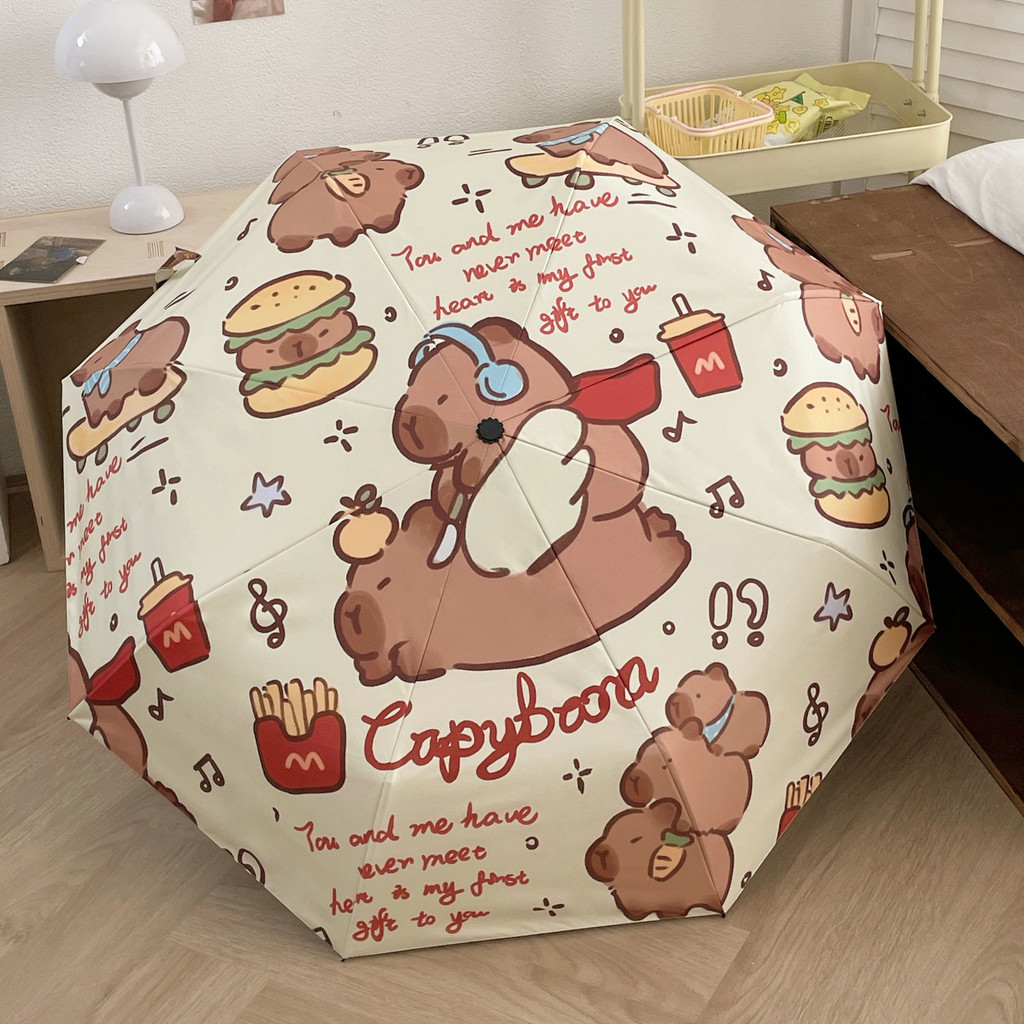 ร่มอัตโนมัติ Capybala INS การ์ตูนคาปิบาร่าเฉพาะกลุ่มแดดและฝนใช้คู่กันลมและร่มทนทาน | Shopee Thailand