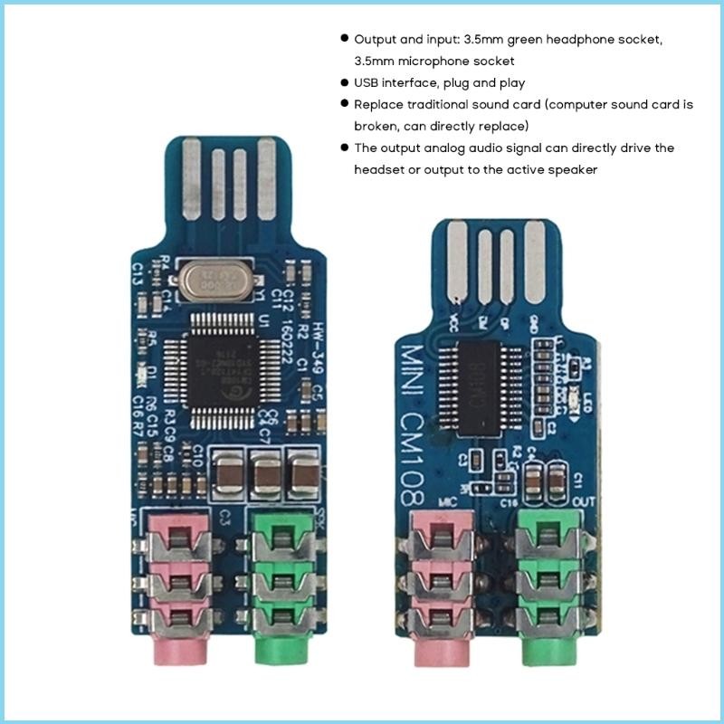 EZR CM108 USB การ์ดเสียงโมดูลไดร์เวอร์สําหรับแล็ปท็อปคอมพิวเตอร์การ์ดเสียงภายนอกพร้อมแจ็ค ...