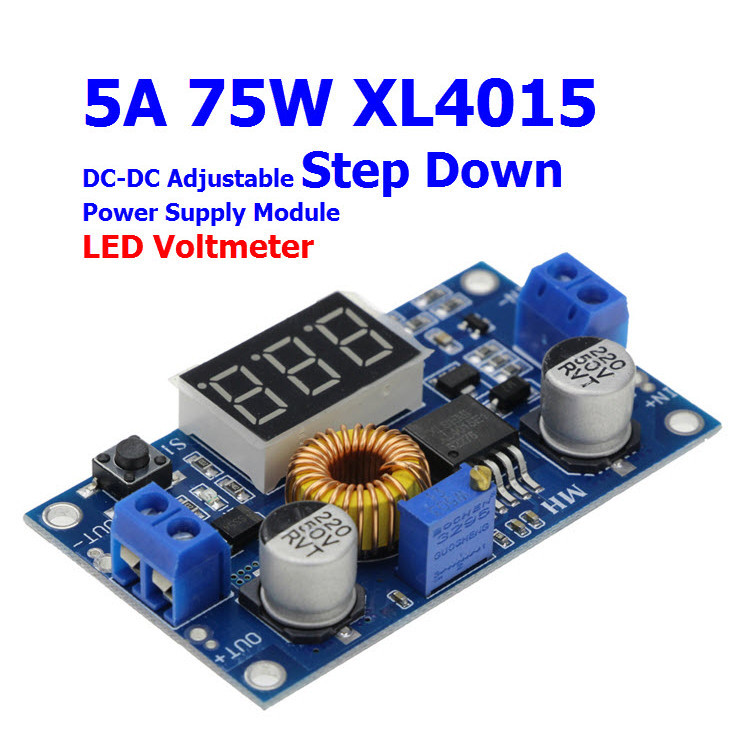5A 75W XL4015 DC-DC Adjustable Step Down Power Supply Module + LED Voltmeter | Shopee Thailand