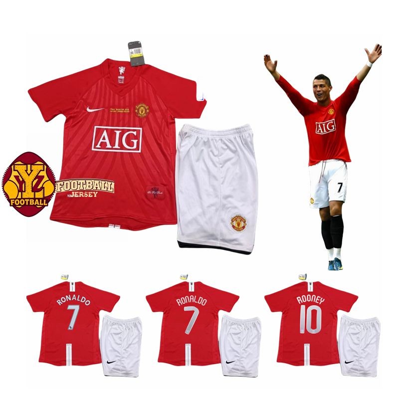 2007-2008 Manchester United Home Kit Kids Retro Set – CR7 Ronaldo #7 เจ ...