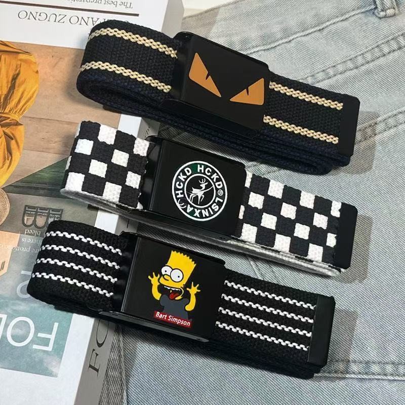 Simpson Youth Belt ชายเวอร์ชั่นเกาหลี เข็มขัดบาง จับคู่ Casual Canvas ...