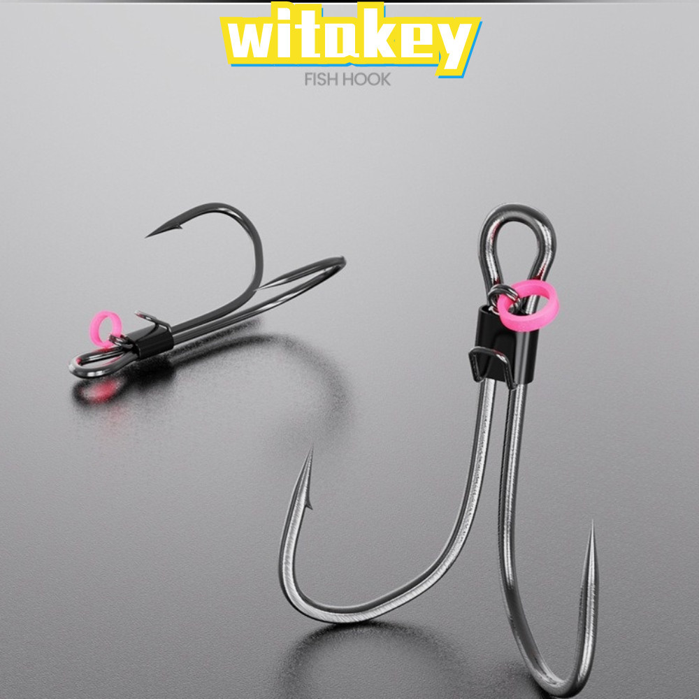 WITAKEY 5 ชิ้น กุ้งสดเหยื่อตะขอ Pickerel Wacky Weedless Worm เหล็กคาร์บอนสูง Fishhook หนอนนุ่ม ...
