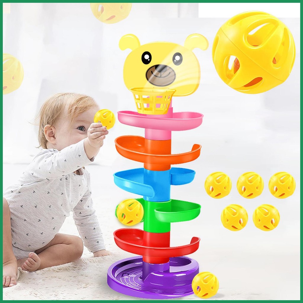 Ball Ramp ของเล่น 6 ชั้นน่ารัก Stacking Tower ของเล่นลูกบอลกลิ้งเกมการ ...