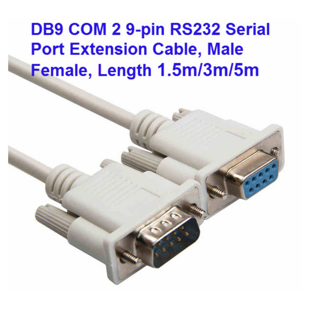 DB9 COM 9-pin RS232 Serial Port Extension Cable, Male Female, Length 1 ...