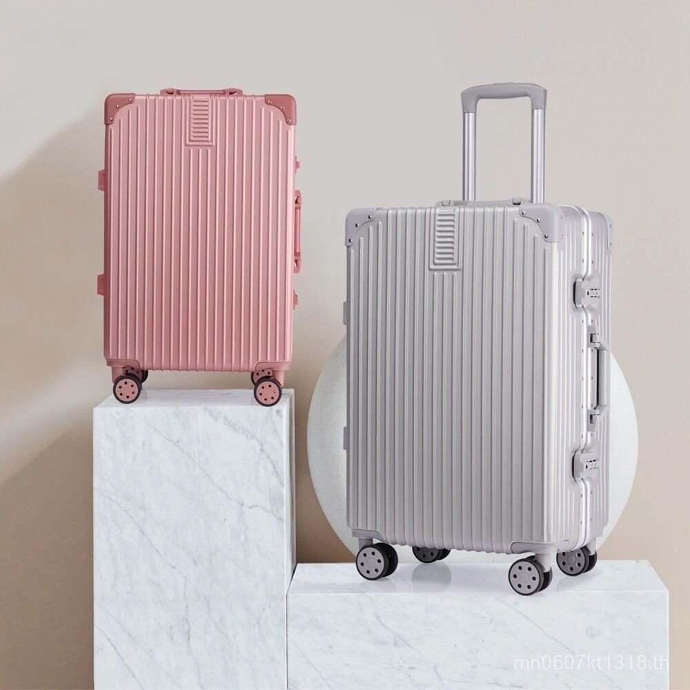 กระเป๋าเดินทางสไตล์เรโทรใหม่ 24 นิ้วสำหรับผู้หญิง ทนทาน ล้ออเนกประสงค์ โครงอลูมิเนียม กระเป๋าล้อ ...